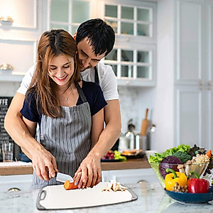 Fotouzy Extra Large Cutting Board Set of 3, BPA Free, Dishwasher Safe, Juice Grooves, Large Thick Plastic Boards, Easy Grip Handle, Non-Slip, Non Porous, Kitchen (Gray)