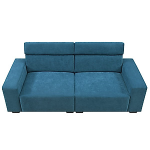 FIQHOME 2-Seater Sectional Sofa Couch with Multi-Angle Adjustable Headrest, Spacious and Comfortable Velvet Loveseat for Living Room,Studios, Salon(Blue)