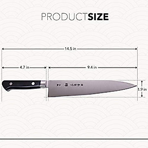 JCK ORIGINAL Kagayaki CarboNext Japanese Chef’s Knife, KC-6ES Professional Gyuto Knife, High Carbon Tool Steel Pro Kitchen Knife with Ergonomic Pakka Wood Handle, 9.4 inch