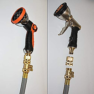 HQMPC Garden Hose Shut Off Valve 3/4" GHT Water Hose Shut Turn Off Valve Heavy Duty Hose On Off Valve Brass Shut Off Valve Hose Ball Valve 2 Pack with 4Pcs Washers