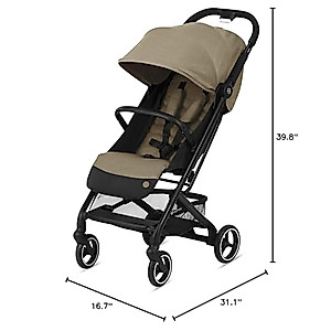 CYBEX Beezy Stroller, Lightweight Baby Stroller, Compact Fold, Compatible with All CYBEX Infant Seats, Stands for Storage, Easy to Carry, Multiple Recline Positions, Travel Stroller, Classic Beige