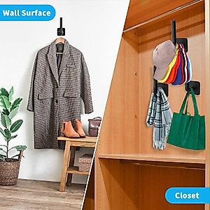 Letohoumia Hat Hooks for Baseball Caps Wall, 5 Pack Adhesive Hat Hooks Hanger Holder, Multi-Purpose Strong Hook Organizer Can Hold More Than 10 Hats for Door/Closet