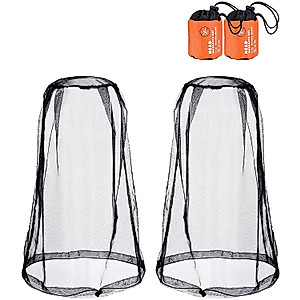 2 Pack Head Net Face Mesh Head Cover for Outdoor Lovers Protect from Fly Screen Mosquito Gnat and Other Flies (Regular Size, Black)