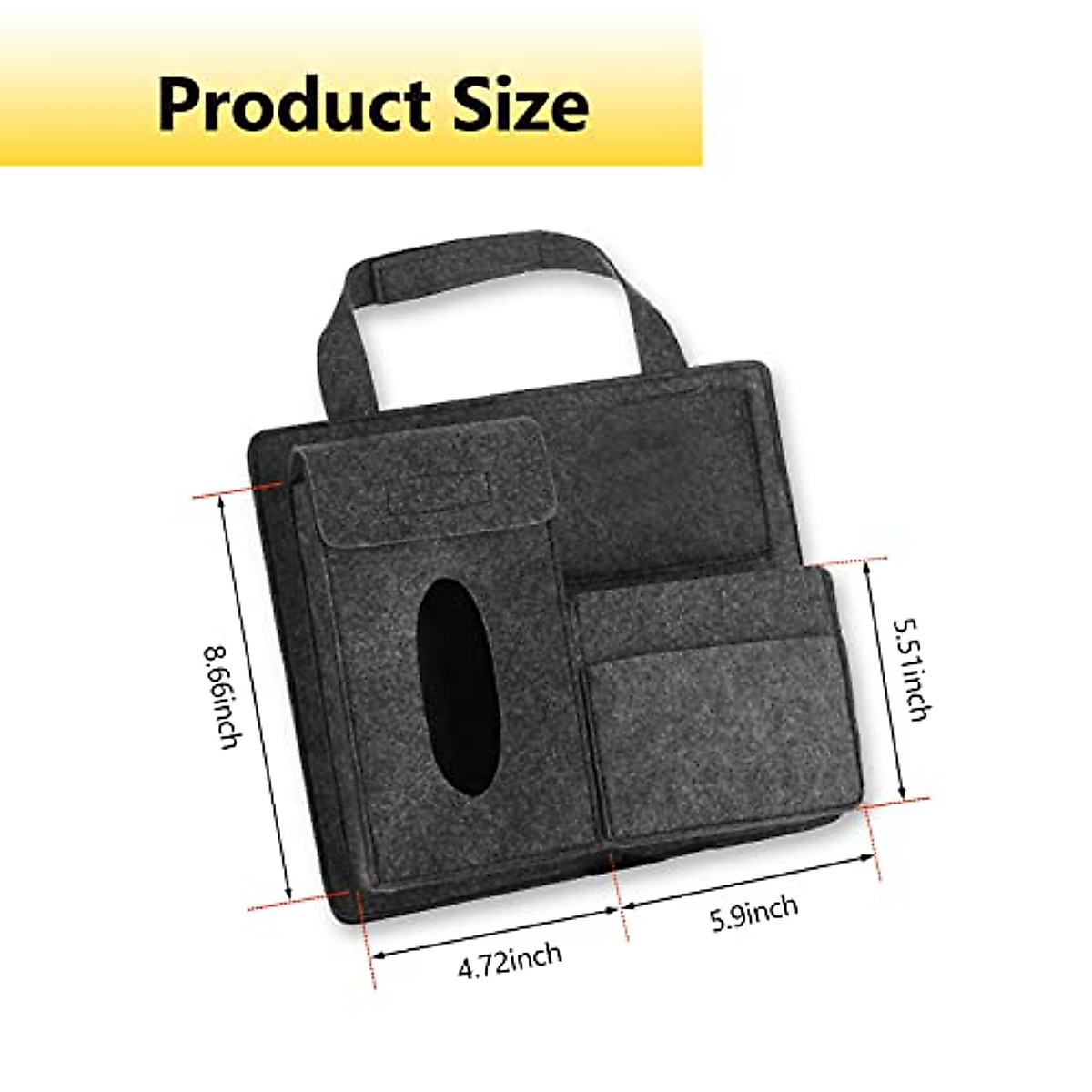 Yonput 1 PC Car Seat Back Organizer Large Capacity Felt Car Storage Bag Durable Multi Function Universal Hanging Car Seat Organizer for Kids and Adults (White)