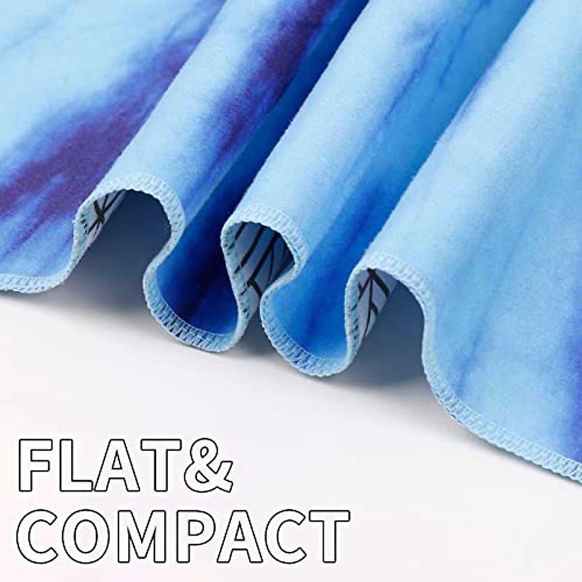 Microfiber Pool Sandproof Beach Towel Blanket - Quick Fast Dry Sand Free Proof Compact Outdoor Camping Travel Swim Micro Fiber Thin Yoga Mat Personalized Gift for Women Man Adult Blue Tie Dye