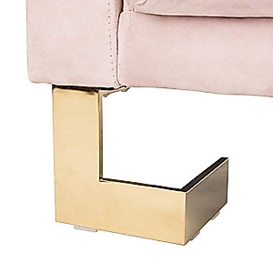 Safavieh Home Tribeca Glam Blush Velvet and Brass Foldable Sofa Bed