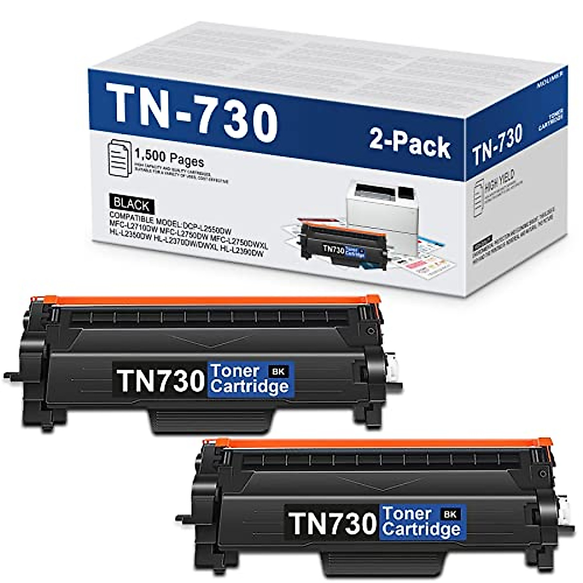 LOVPAIN TN730 Toner Cartridges Compatible Black Replacement for Brother Toner TN730 MFC-L2710DW MFC-L2750DW MFC-L2750DWXL HL-L2350DW HL-L2370DW L2390DW L2395DW DCP-L2550DW Printer Toner (tn730 2pk)