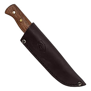 Condor Bushlore Knife | Bushcraft Knife | High Carbon Steel | Walnut Handle | Scandi Grind | Small Fixed Blade Knives | Hand Crafted Leather Sheath | Camp Knife | 3mm Thick | 4.3in Blade | 6.1oz