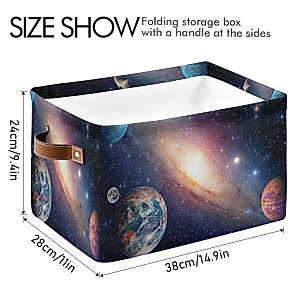Storage Basket Cube Universe Galaxy Outer Space Large Collapsible Toys Storage Box Bin Laundry Organizer for Closet Shelf Nursery Kids Bedroom,15x11x9.5 in,1 Pack