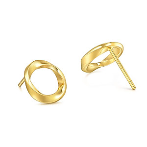 CHOW SANG SANG Dazzling Mirror Gold 999 24K Solid Gold Mobius Strips, Endless love Hoop Stud Earrings for Women 93863E