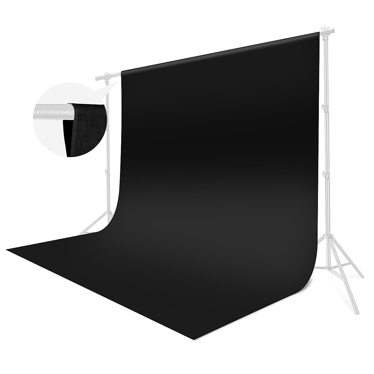 Black Backdrop 10x10ft for Photoshoot, Polyester Fabric Black Photo Backdrop Curtain Background for Photography Portrait Picture, Seamless Black Screen for Video Studio Party Film