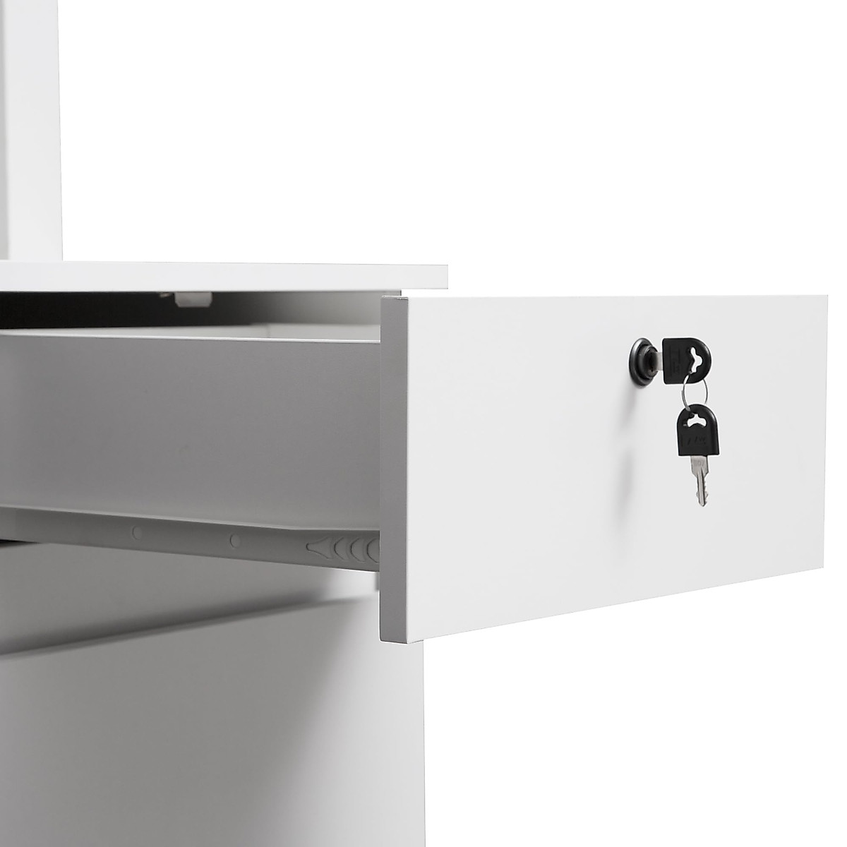 Holaki Computer Desk with Hutch & Bookshelf,Wood Executive Desk Teens Student Desk Writing Laptop Home Office Desk with Drawers,3 AC Outlets and 2 USB Charging Ports,Study Laptop Table for Home(White)