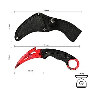 Dispatch Karambit Knife Fixed Blade Tactical Camping Tool, Outdoor Hunting Knife with Sheath and Cord, Suitable for Hiking, Adventure, Survival, Collection