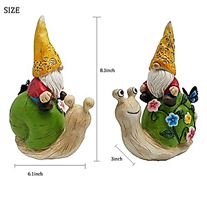 CYnice Garden Gnome Statue Outdoor Decor - Garden Gnomes Sitting on Snail Statue for Garden Yard Patio Lawn Decorations,Gnome Gifts