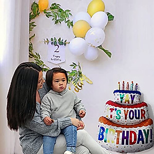Happy Birthday Balloon Big 39" Foil Inflated Mylar Balloons Large Self-inflating Happy Bday Delivery Ballon Party Decoration Inflatable Ballons Supplies YAY