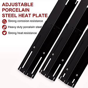 Universal Adjustable Grill Heat Plates/Heat Tents/Burner Covers/Heat Deflectors/BBQ Grill Heat Shields/Grill Cover Plates/Grill Diffuser for Gas Grill, Porcelain Steel Grill Replacement Parts (5-Pack)