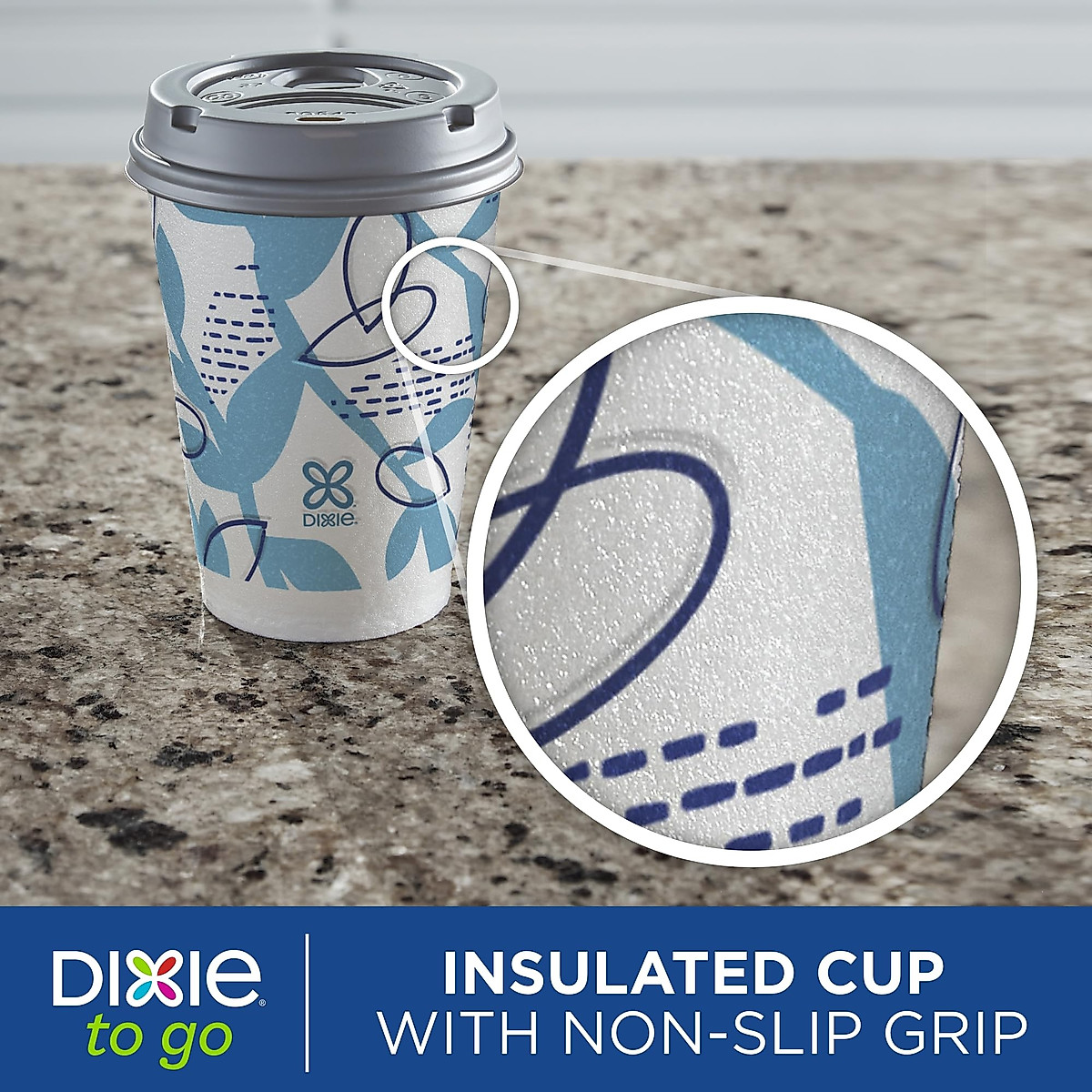 Dixie to Go Disposable Hot Beverage Paper Coffee Cups with Lids, 12 Oz, 156 Count, Assorted Designs