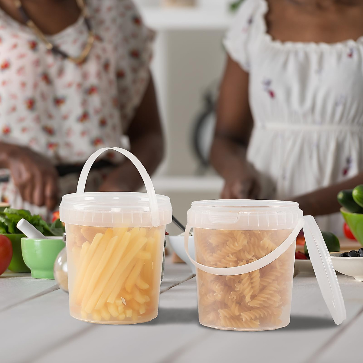 Udotry 20 PCS Round Plastic Ice Cream Bucket, 27 OZ Clear Ice Cream Tub with Lids