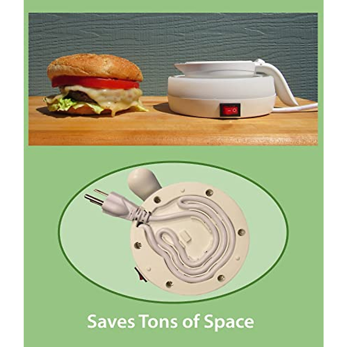 Roadfare Ultrathin Collapsible Kettle - Food Grade Silicone Travel Kettle - Foldable Mini Electric Tea Kettle