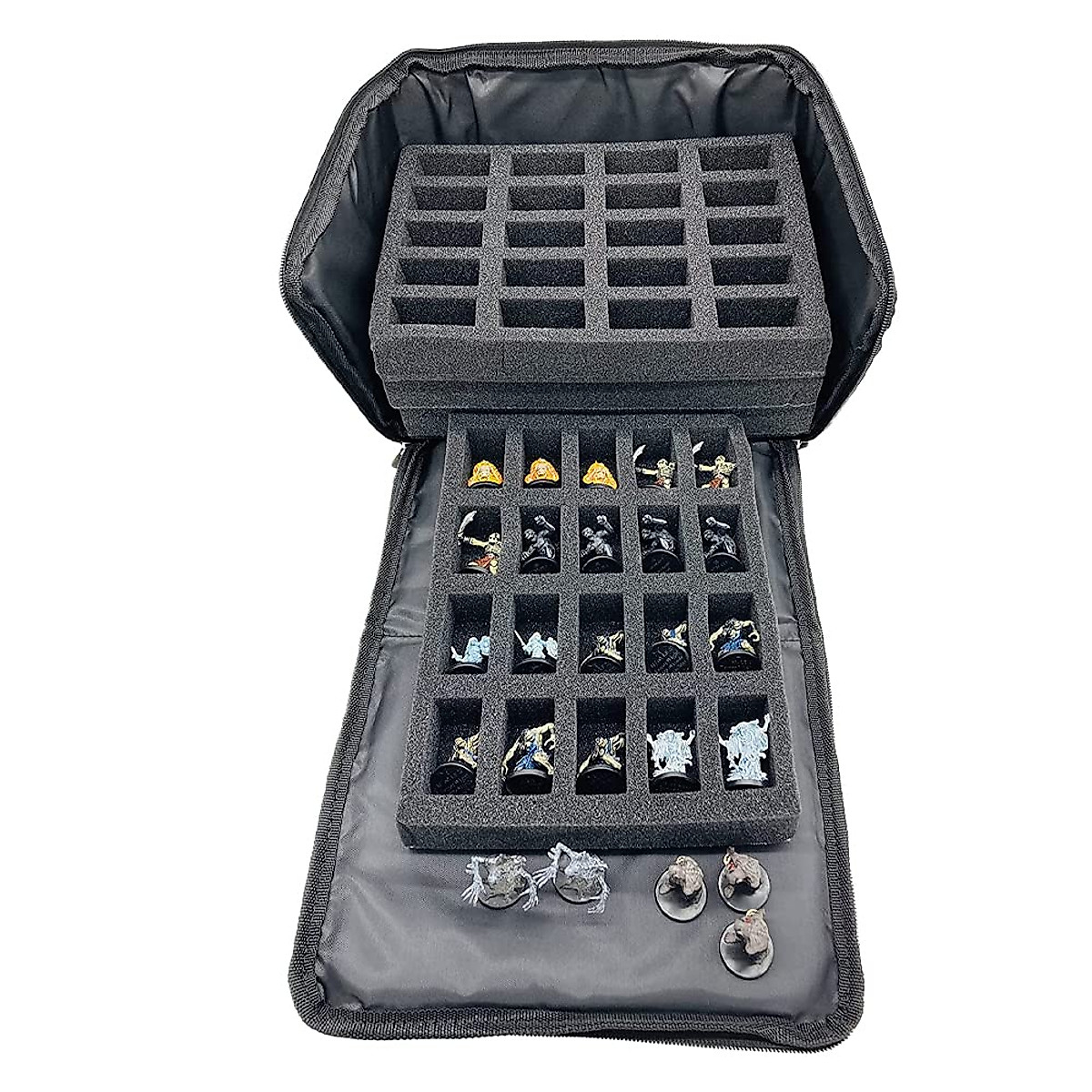 Grinning Gargoyle Miniature Storage Case - 80 Foam Slot Figurine Miniature Carrying Case - Minitures Carry Case with handle - Dungeons and Dragons Miniature Case - Wargame Carrying Case (4 Tray)