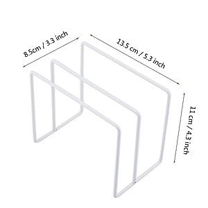 Cutting Board Rack, Lid Rack Wall Mounted Wrought Iron Cutting Board Rack,Self Adhesive Lid Cutting Chopping Board Countertop Rack Kitchen Organizer(White)