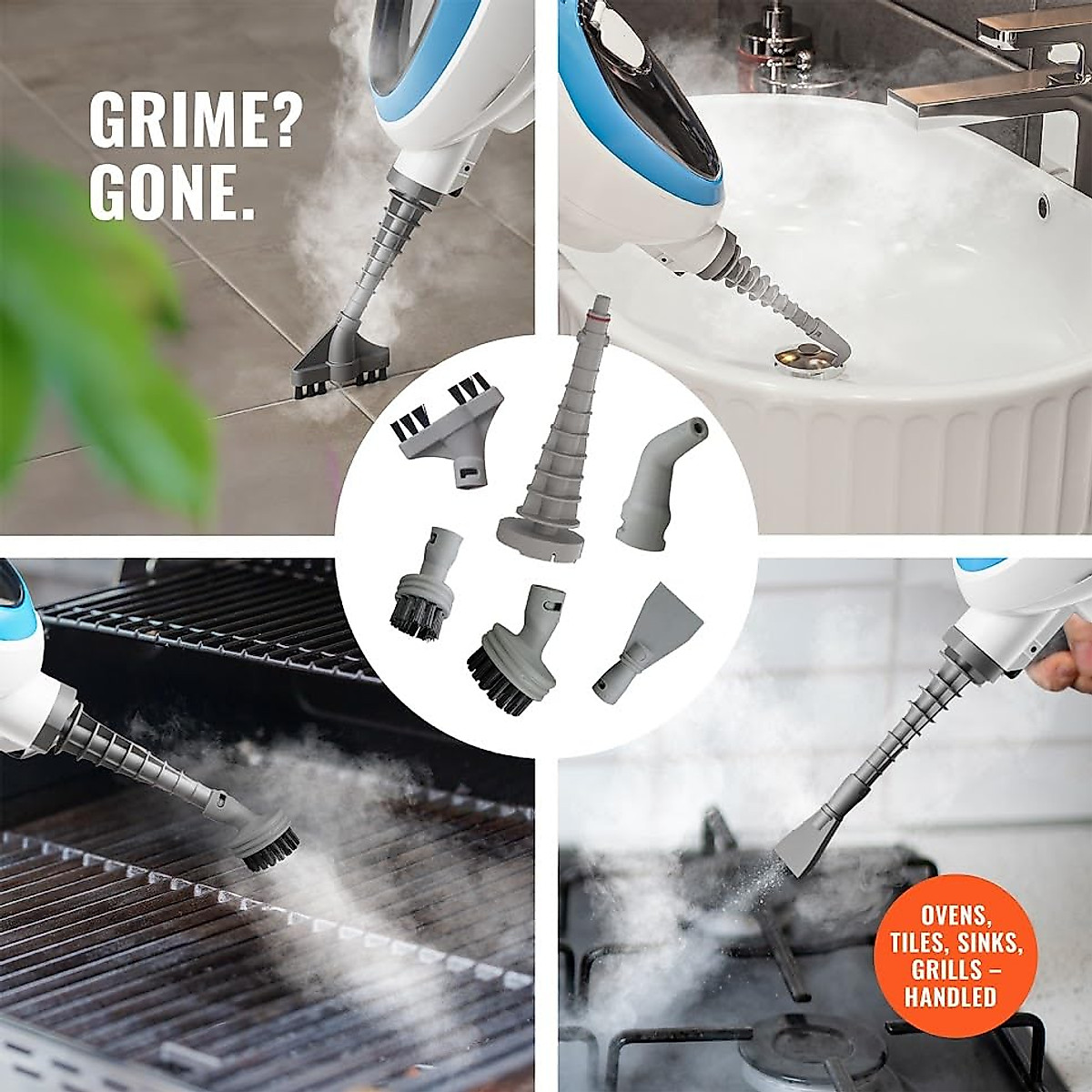 PurSteam Steam Mop Cleaner 10-in-1 with Convenient Detachable Handheld Unit, Laminate/Hardwood/Tiles/Carpet Kitchen - Garment - Clothes - Pet Friendly Steamer Whole House Multipurpose Use