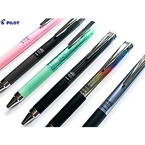 Pilot Japan Frixion Point Knock Design Series 6 Packs With Kanji LOVE Sticker, Black line, Gunmetal, Pink, Frost Green, Modern Wood, 5.59 x 0.41 0.39 in
