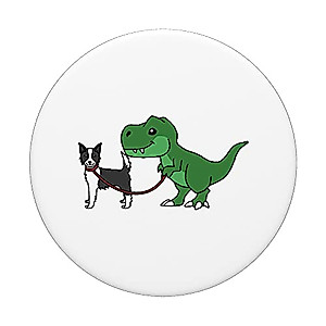 T-Rex Dinosaur Border Collie Dog PopSockets PopGrip: Swappable Grip for Phones & Tablets