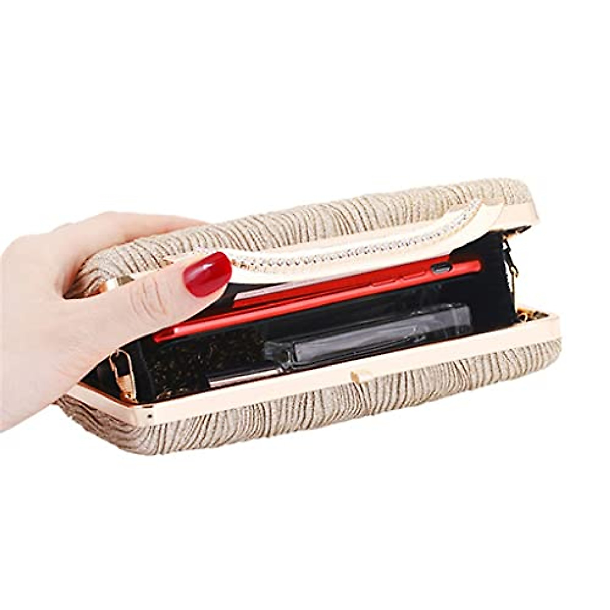 SEIJY Metal Party Women Evening Bags Ruched Sequined Day Clutch Chain Shoulder Handbags Golden Crossbody