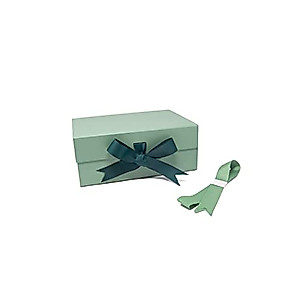 PAPER GENIUS Luxury Gift Box | 9.5x7x4 Inches-with 2 Satin Ribbons | Gift Boxes with Lids for Christmas - Gift boxes with Ribbons for wedding and Thanksgiving (Medium Mint Green)