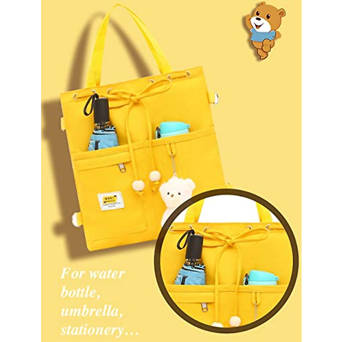 Kawaii Backpack with Plushies Adjustable Hooks Crossbody Bag Shoulder Bag Hand Tote Cute Aesthetic Backpack for School Girls (White)