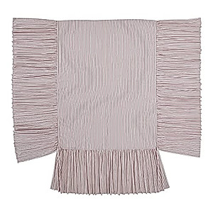 Piper Classics Timeless Ticking Red Ruffled California King Bedspread, High Skirt on 3 Sides, Vintage Farmhouse Bedding, Christmas