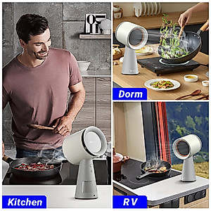 AMZCHEF Portable Range Hood, Desktop Exhaust Fan with 3 Speed Range Hood,Low Noise Large Oil Collection Cup,Detachable Aluminum Filter, Portable Kitchen Exhaust Fan for Indoor BBQ, Hot Pot-wc