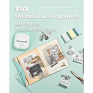 Memoqueen Pocket Sticker Printer T02 Thermal Photo Printer, Sticker Maker Machine for Photos, Diaries, Memos, Study Notes, Work Plans,Wireless Receipt Printer Compatible with iOS & Android, Green