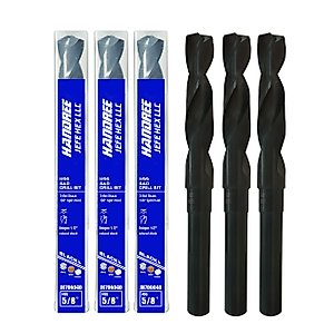 Jefe Hex Reduced Shank Industrial Drill Bit, 5/8 Inch Silver and Deming Drill Bits, HSS Black Oxide Finish Drill Bits, 135-Degree Split Point, Zinc Alloy, Wood and Plastic
