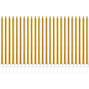 LITAUS, Cake Candles - Gold, 24 Count | Birthday Candles for Cake | Sparkler Candles for Birthday Cake | Happy Birthday Candles | Cake Candles for Cake Decorations, Birthday Parties, Weddings