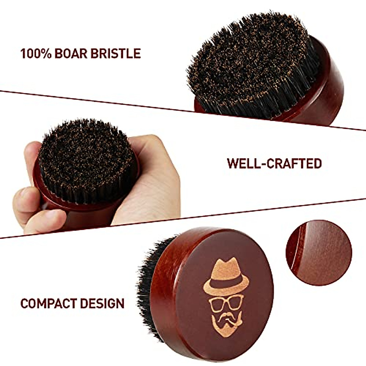 Beard Brush, 100% Boar Bristle Black Walnut Wood Beard Comb Brush for Men To Tame and Soften Your Facial Hair