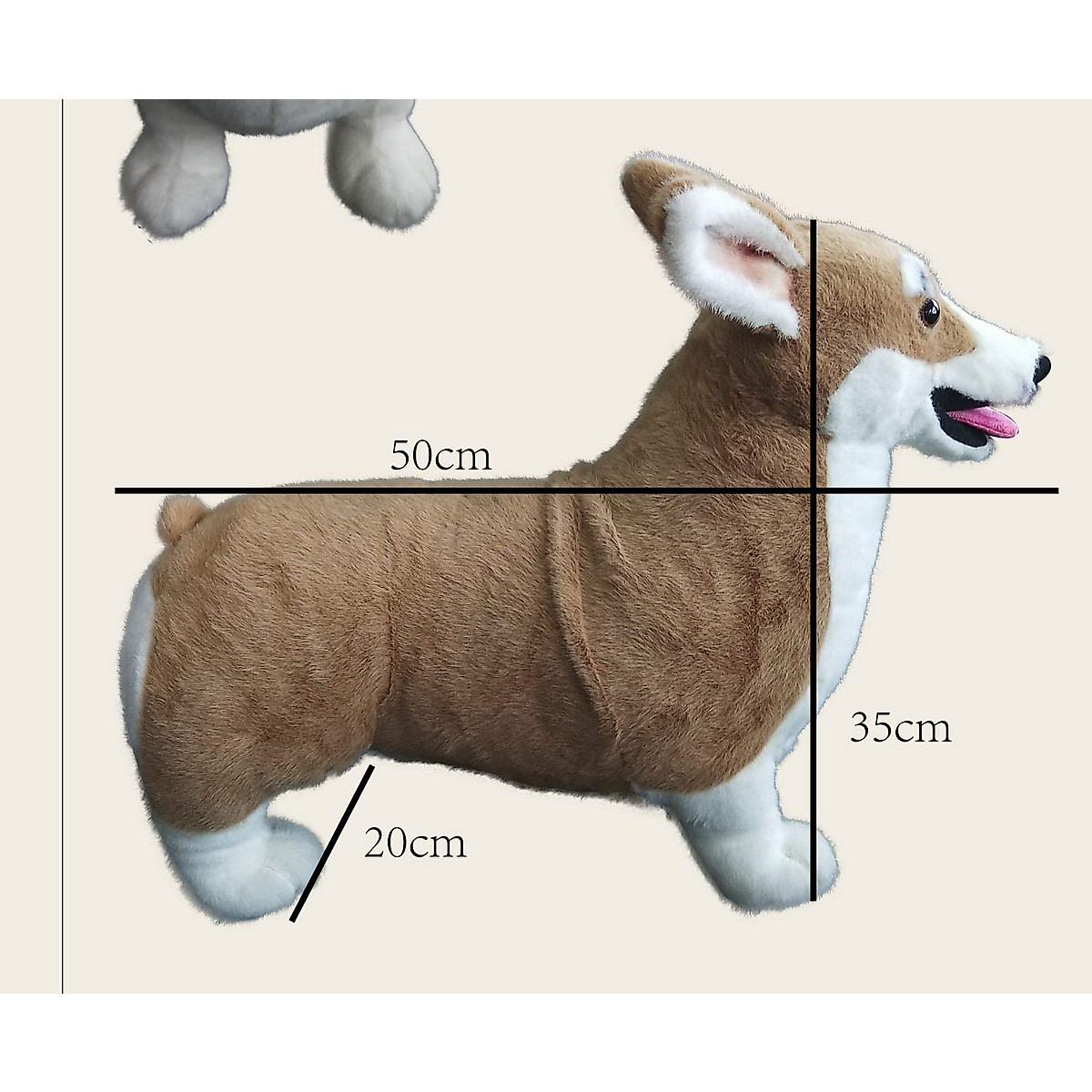 Corgi Dog 20 Inch Realistic Lifelike Louie Welsh Corgi Dog Plush Stuffed Animal Pet Dog Huggle Furry Corky