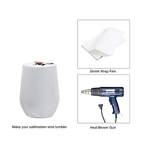 PYD Life Sublimation Blanks Wine Tumbler Cups White 12 OZ Stainless Steel Insulated Stemless Tumbler Sublimation Mugs,Cups 6 Pack