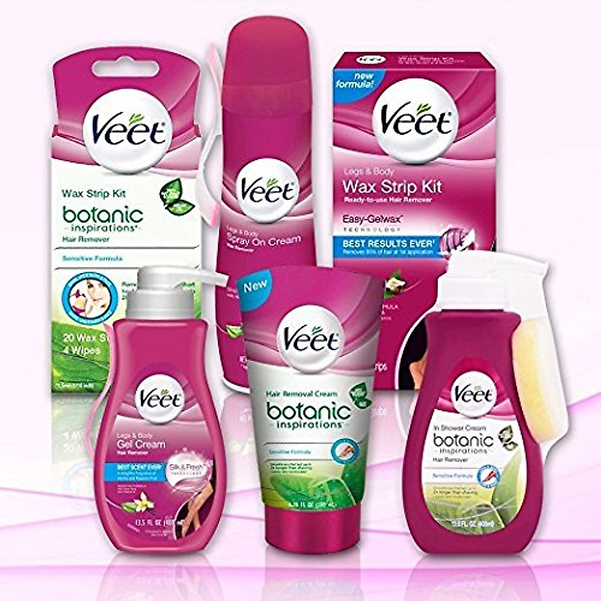 Veet Ready-To-Use Wax Strip Hair Remover Kit for Bikini Underarm and Face, 20 Count (Pack of 2)