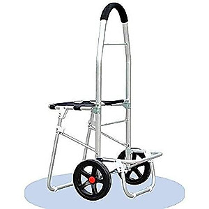 Shopping Trolley on Wheels Multi Function Shopping Cart Large Capacity Light Weight Foldable Wheeled Trolley with Seat Push Cart Bag with 2 Wheels Storage Hand Trucks,Blue ,