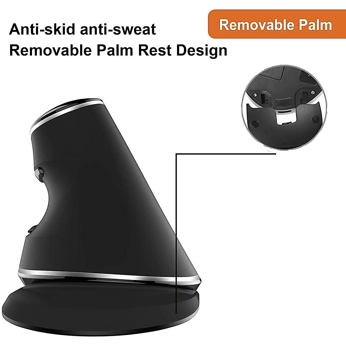 J-Tech Digital Wireless Ergonomic Vertical USB Mouse with Adjustable Sensitivity (600/1000/1600 DPI), Scroll Endurance, Removable Palm Rest & Thumb Buttons [V628P]