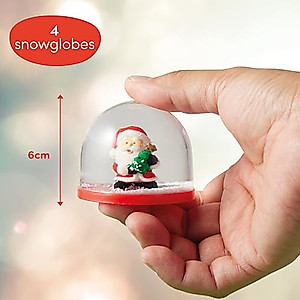 THE TWIDDLERS 4 Mini Christmas Winter Snow Globes for Kids - Gift, Decoration, Xmas Stocking Stuffers, Giveaways
