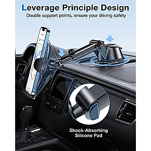 [Upgraded] YRU Car Phone Mount, Sturdy Suction Adjustable Long Arm Cell Phone Holder for Car Dashboard Air Vent Windshield, Handsfree Dash Stand for iPhone 14 13 Pro Max, Samsung Universal Cellphone