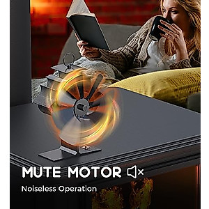ADIUPUL Wood Stove Fan【2023 New 8-Blade】 Fireplace Fan,Heat Powered Stove Fan,Heated Fan Noise-free,Built-in Temperature Gauge,Circulating Warm Air,Eco Fan for Wood Burning Stove/Log Burner/Pellet