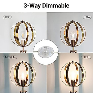 JUNNAI Gold Tripod Floor Lamp: Elegant Tall Lamp with Brass Rotating Cage Shade & E26 Lamp Base | Modern Standing Lamp for Living Room, Bedroom, Office