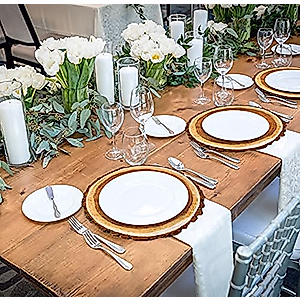 Disposable Wooden Slice Paper Place Mats 50 Pack 13.5” Round Rustic Brown Wood Slices Charger Place Mat for Vintage Country Farmhouse Tan Table Setting Summer Spring Fall Wedding Dinner Party Decor