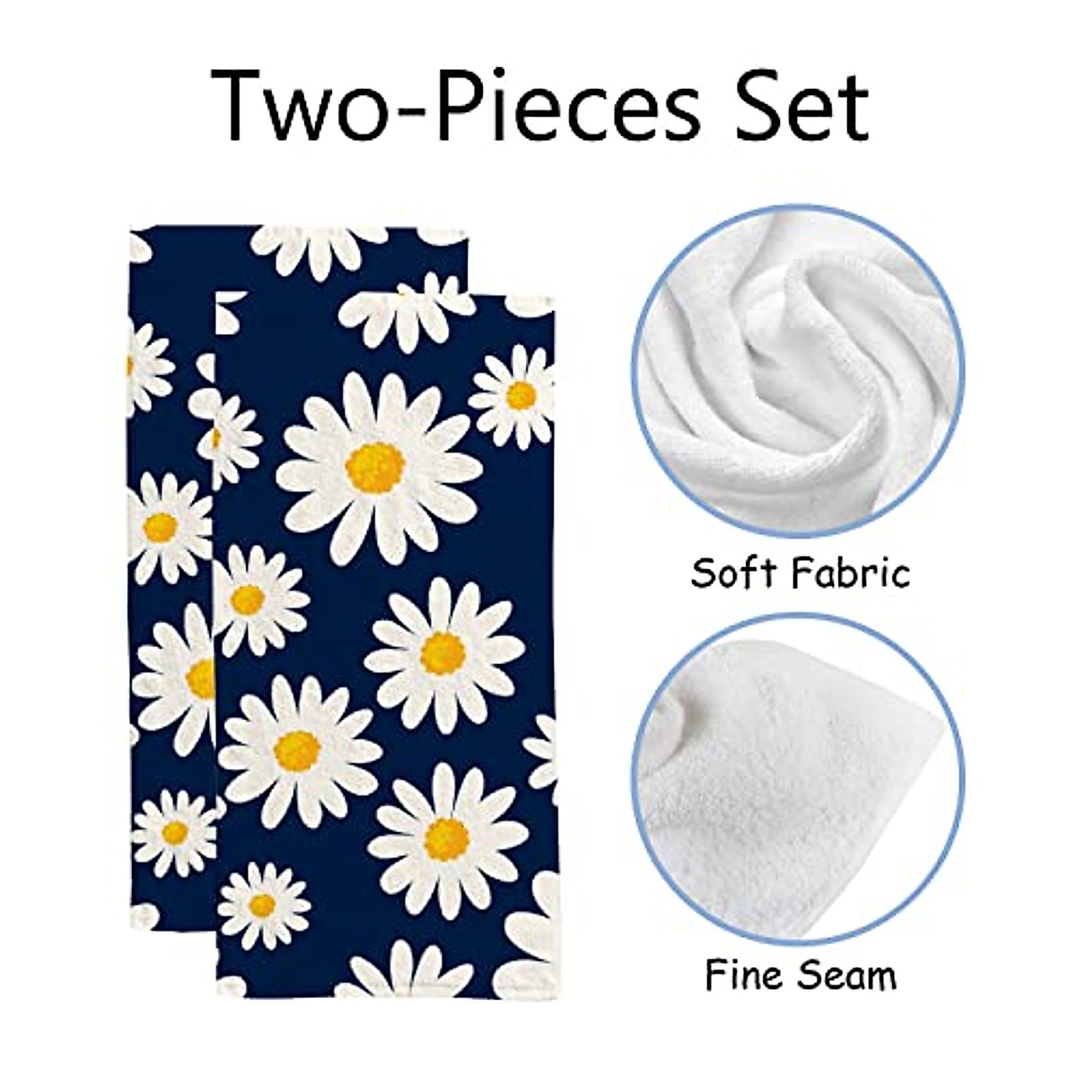 Hand Towel 2 Pack Fingertip Towel Face Towel Small Daisy Floral Flowers Country Garden Kitchen Tea Bar Dish Cloths Absorbent Dry Shower Towel