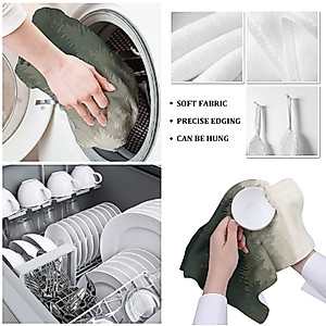 Misty Trees Green Forest Mountains Kitchen Towels Dish Cloth Towel Absorbent Hand Towel Cleaning Cloth,Spring Foggy Forest Abstract Gradient Art Dishcloth Quick Drying for Dishes Counter 4 Pack