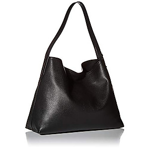 Emporio Armani Designer Leather Hobo Bag Embellished with EA Logo, Black